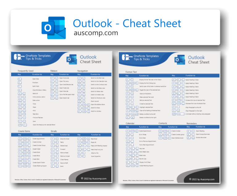 MS Outlook Cheat Sheet – Auscomp.com News MS Outlook Cheat Sheet – Auscomp.com News